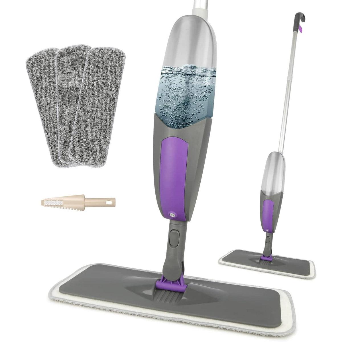 BCOOSS Microfiber Dust Mops for Floor with 550ml Refillable Bottle 3 W ...